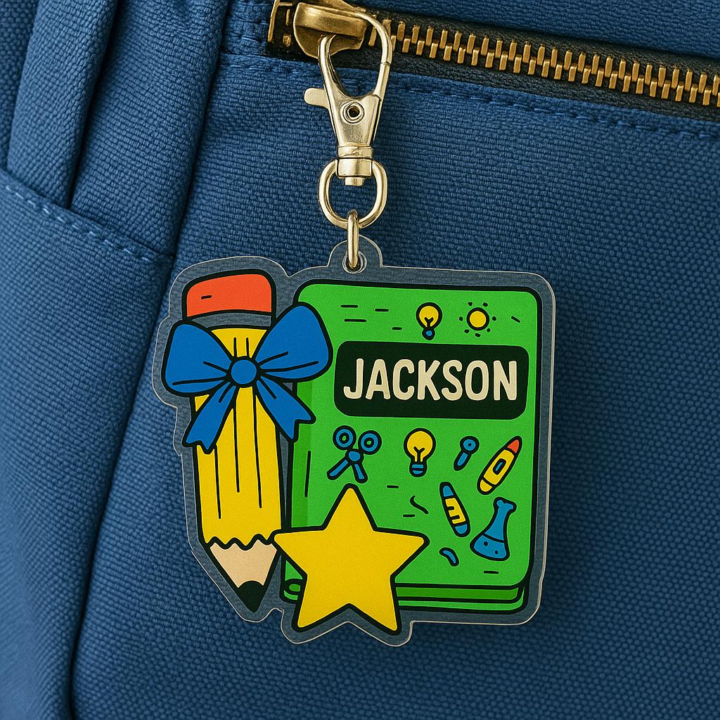 Personalized School Bag Tag Pencil Keychain Customized Backpack Name ...