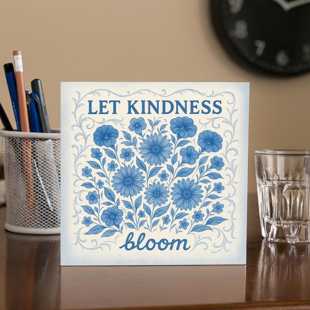 Let Kindness Bloom Teacher Wood Sign – Blue Floral Classroom Decor ...