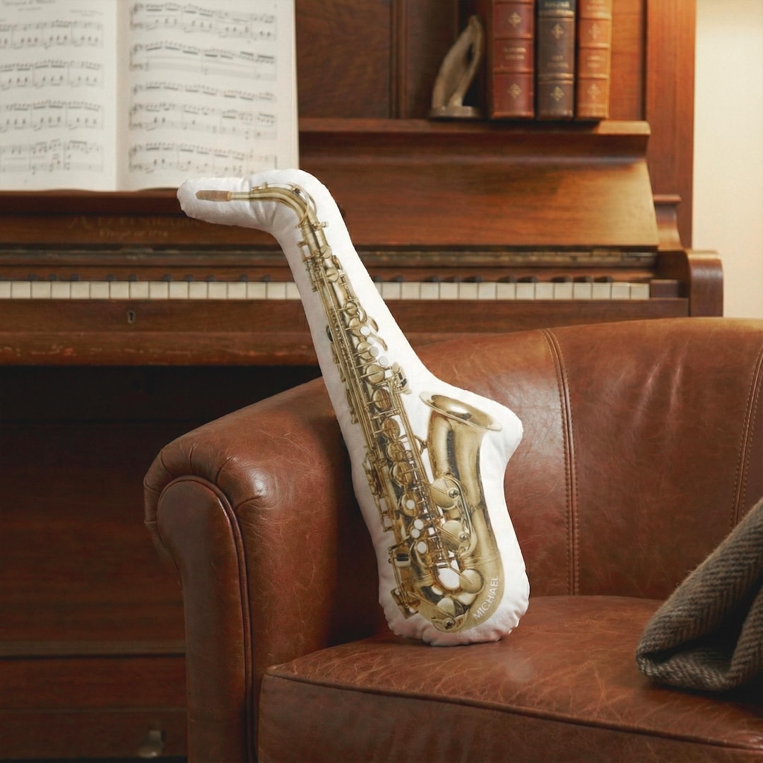 Custom Saxophone Shaped Pillow, Personalized Music Instrument Plush ...
