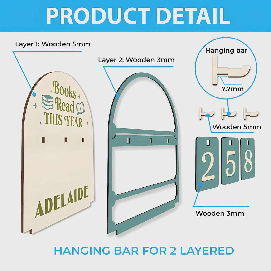 PERSONALIZABLE Wooden Kids Book Tracker, CUSTOMIZABLE Books Read This ...