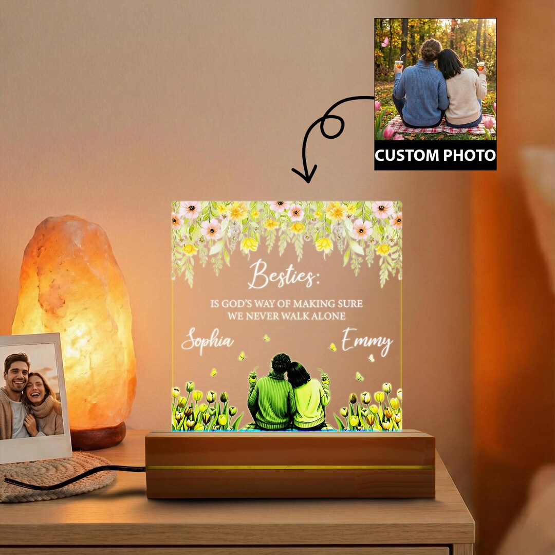 Personalized Best Friends Night Light, Custom Photo Acrylic Lamp ...