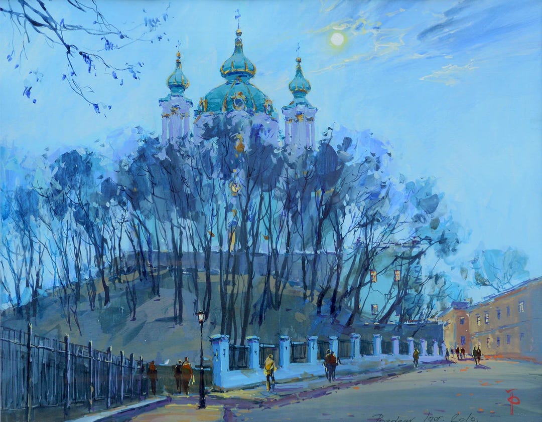 Поздеев Игорь (род. 1969), художник, Украина, оригинал, пейзаж, церковь ...