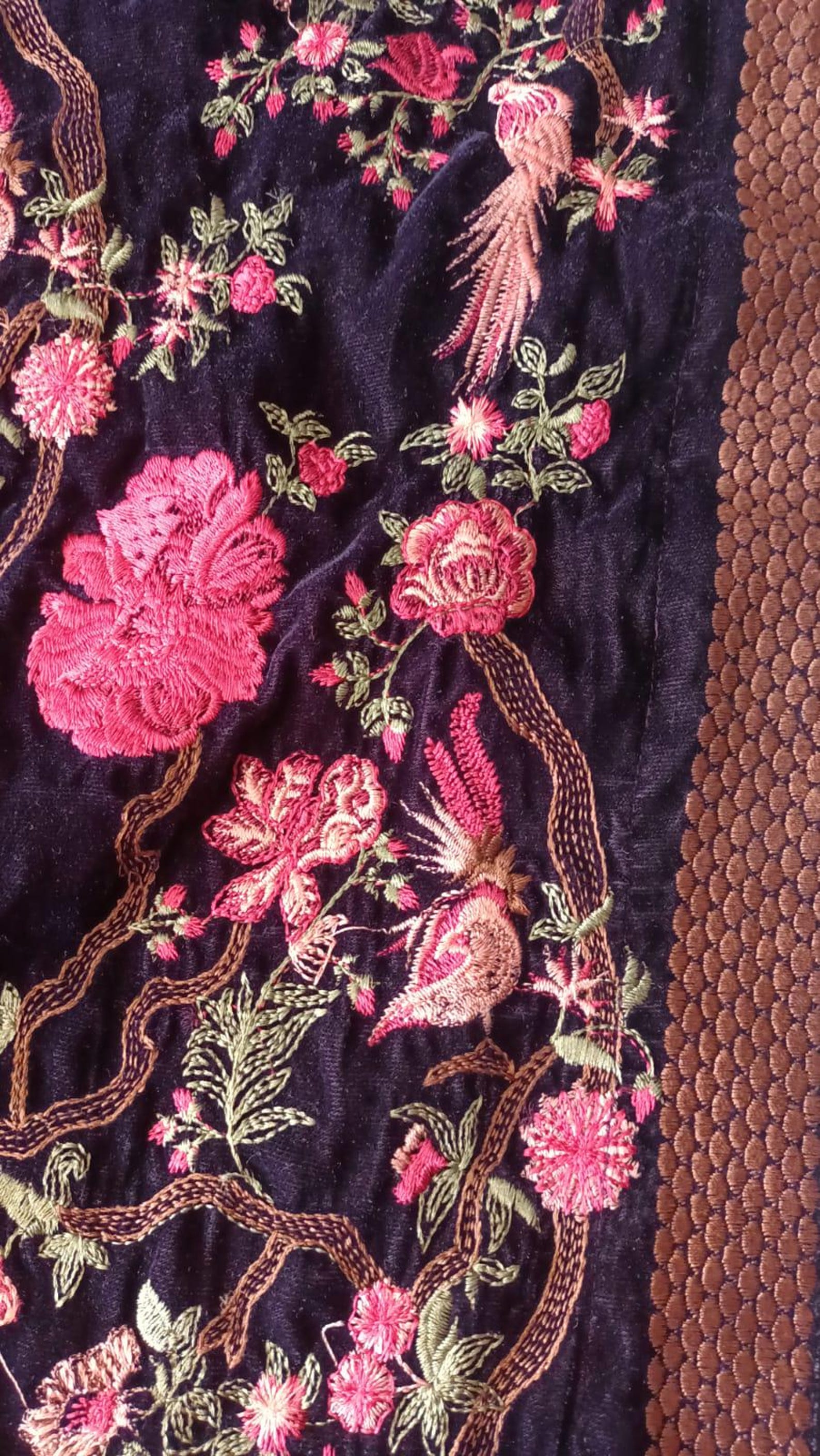 Velvet Embroidered Shawl - Etsy