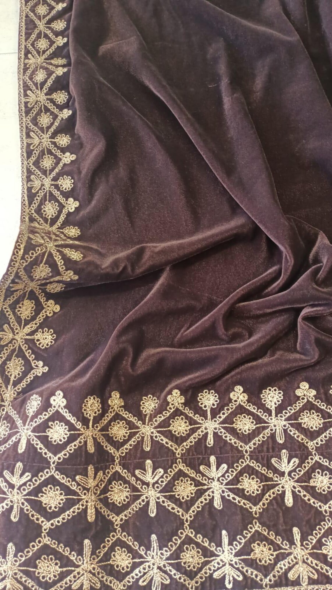 Velvet Embroidered Shawl - Etsy