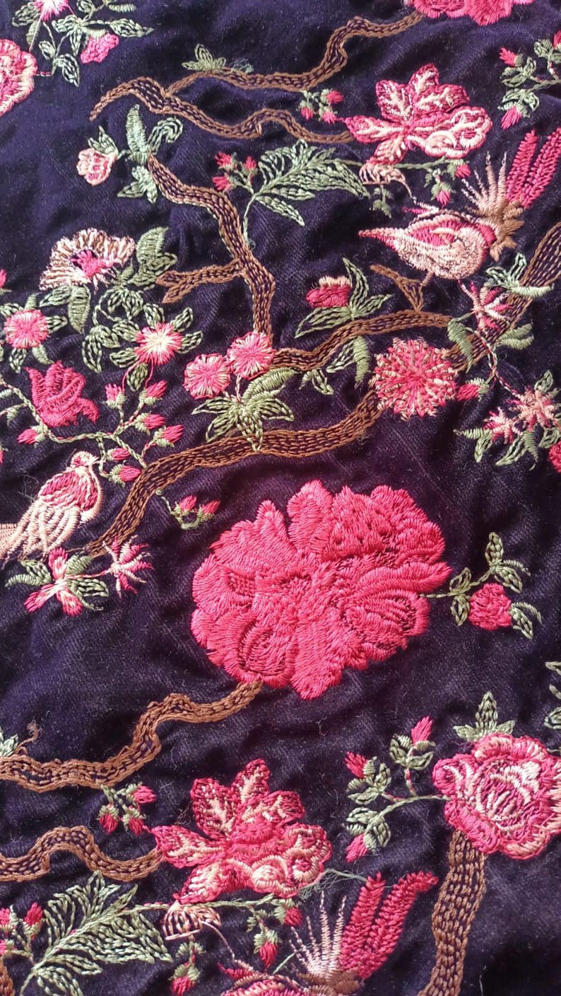 Velvet Embroidered Shawl - Etsy