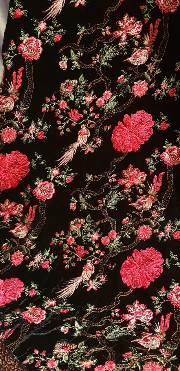 Velvet Embroidered Shawl - Etsy