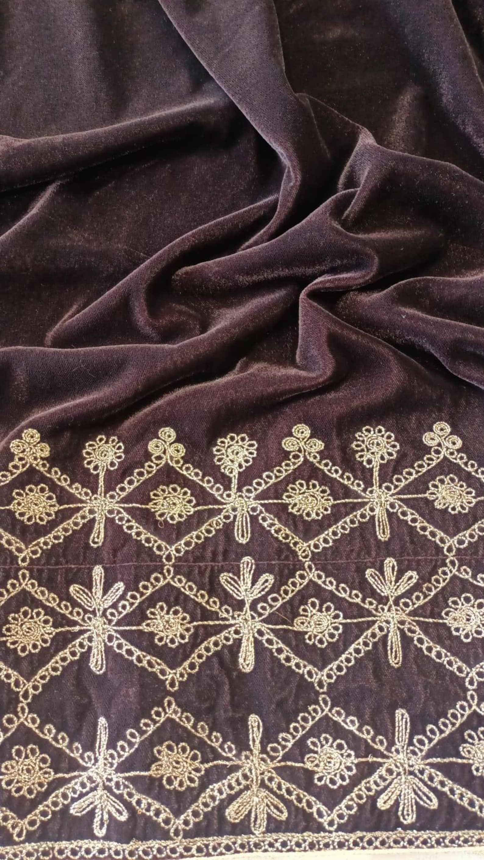 Velvet Embroidered Shawl - Etsy