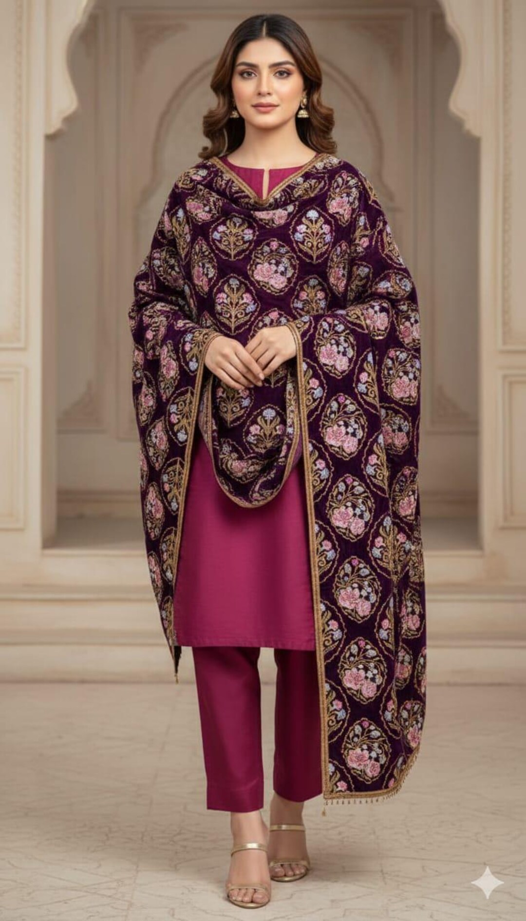 Velvet Embroidered Shawl - Etsy