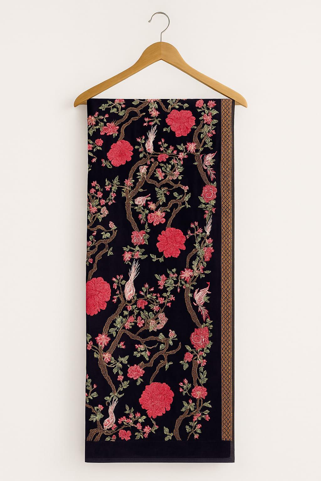Velvet Embroidered Shawl - Etsy