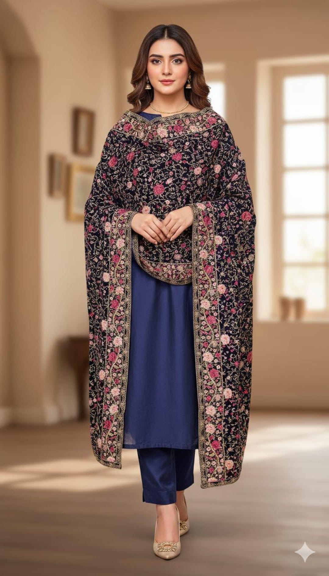 Velvet Luxury Heavy Embroidered Shawl - Etsy