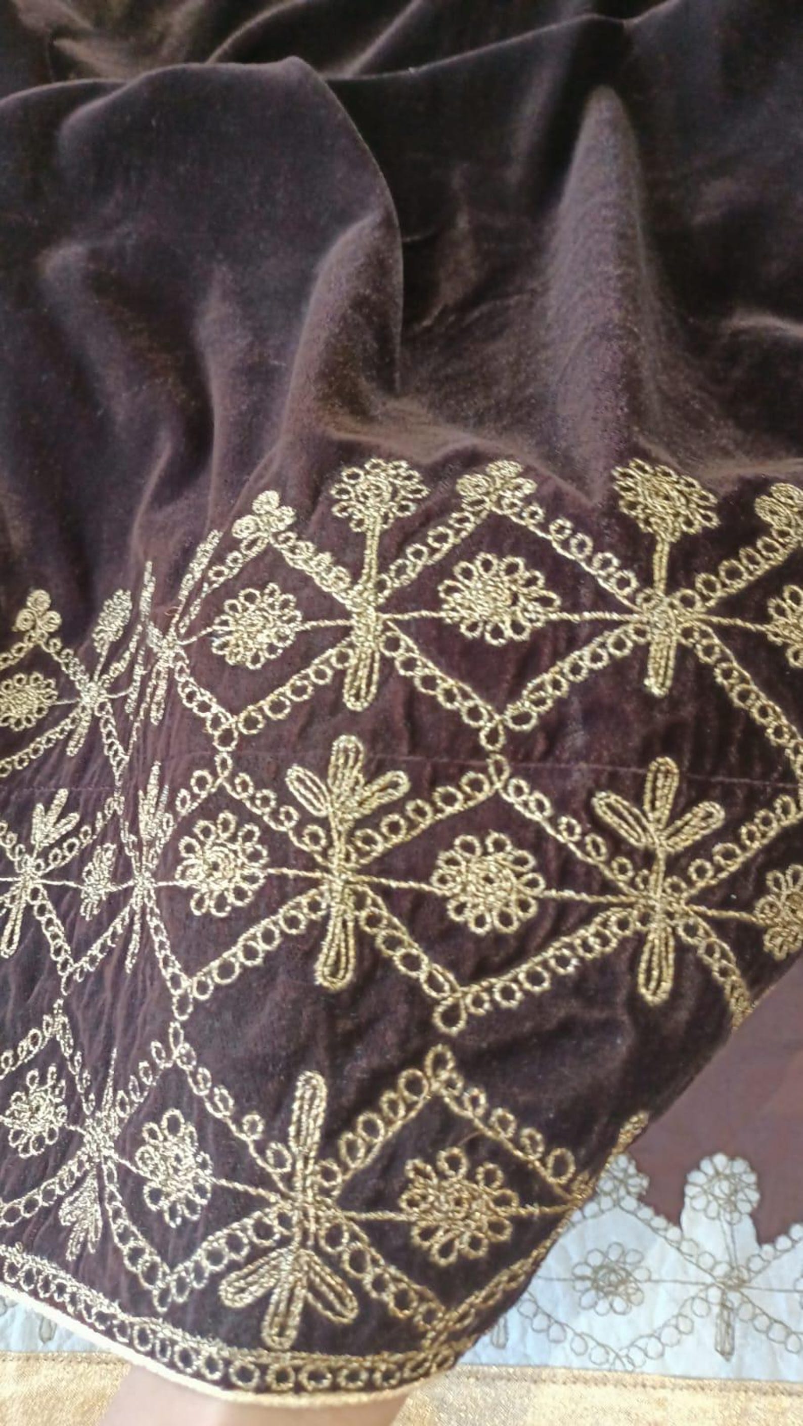 Velvet Embroidered Shawl - Etsy