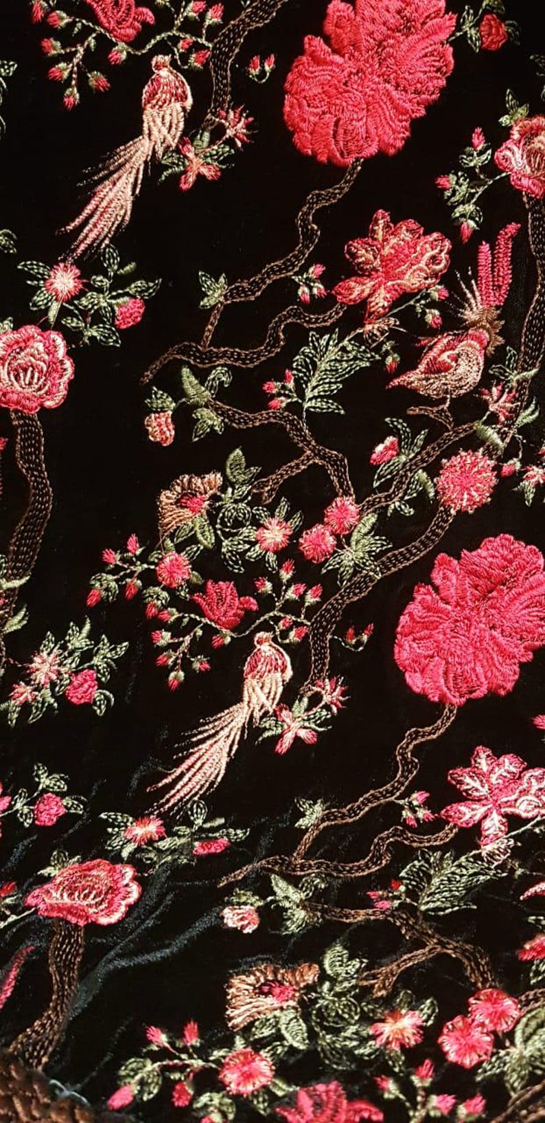 Velvet Embroidered Shawl - Etsy