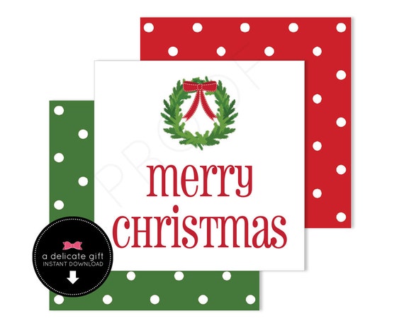 Merry Christmas Gift Tags/Favor Tags double sided tags (green and red ...