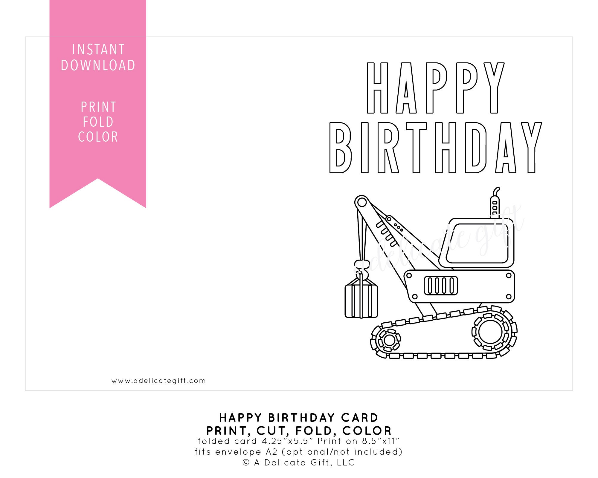 Printable Happy Birthday Card Truck Instant Download DIY - Etsy