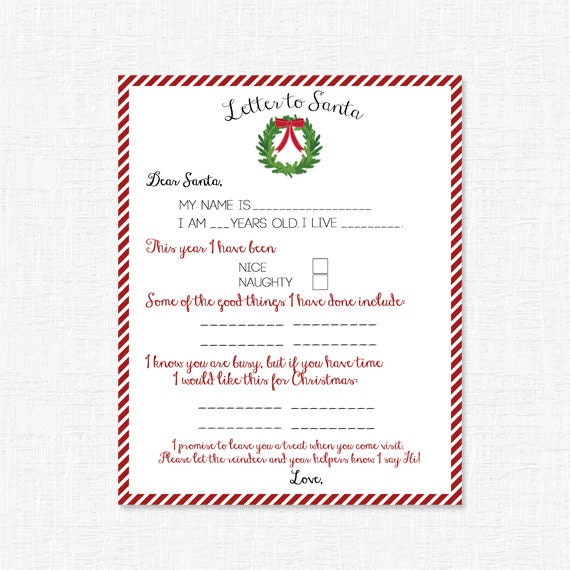 Letter to Santa Checklist | Etsy