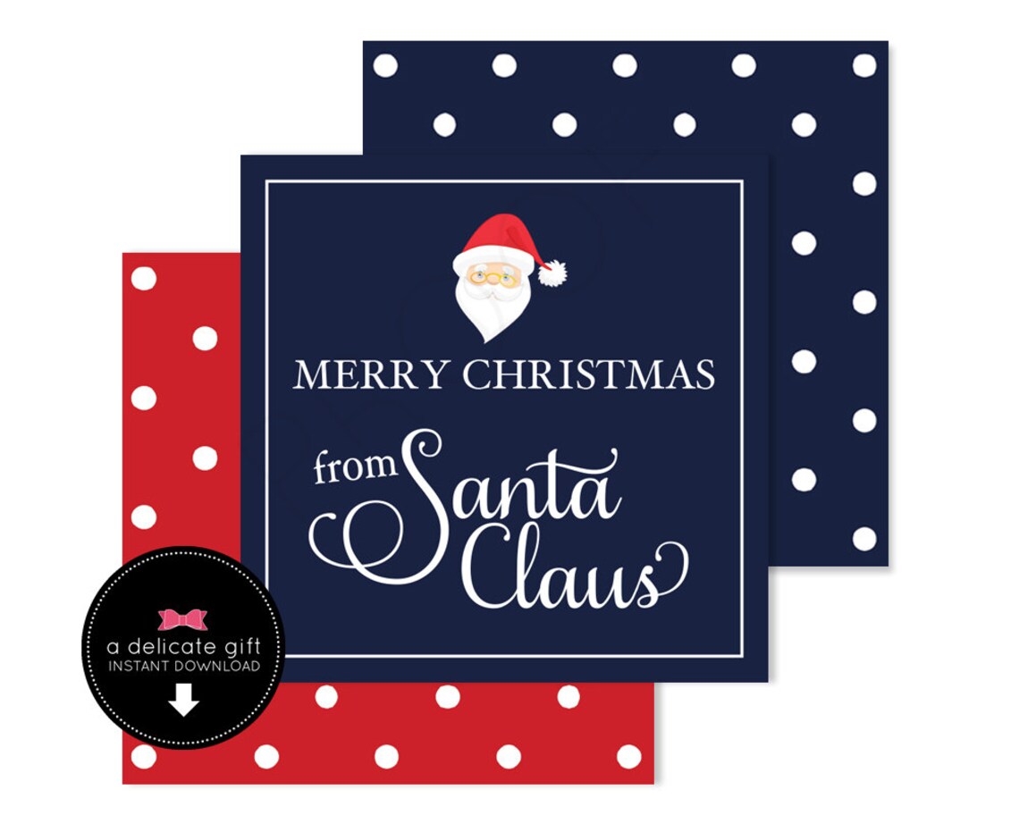 Santa Claus Merry Christmas Gift Tags/favor Tags Double Sided - Etsy