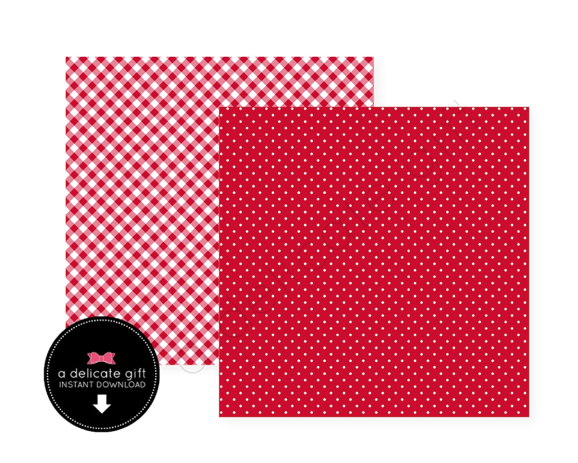 Red Scrapbook Paper; Barn Farm Gingham; Printable; Instant Download ...