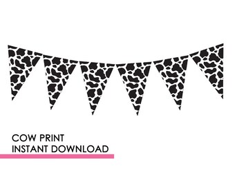 Cow Print Farm Banner Instant Download - Etsy