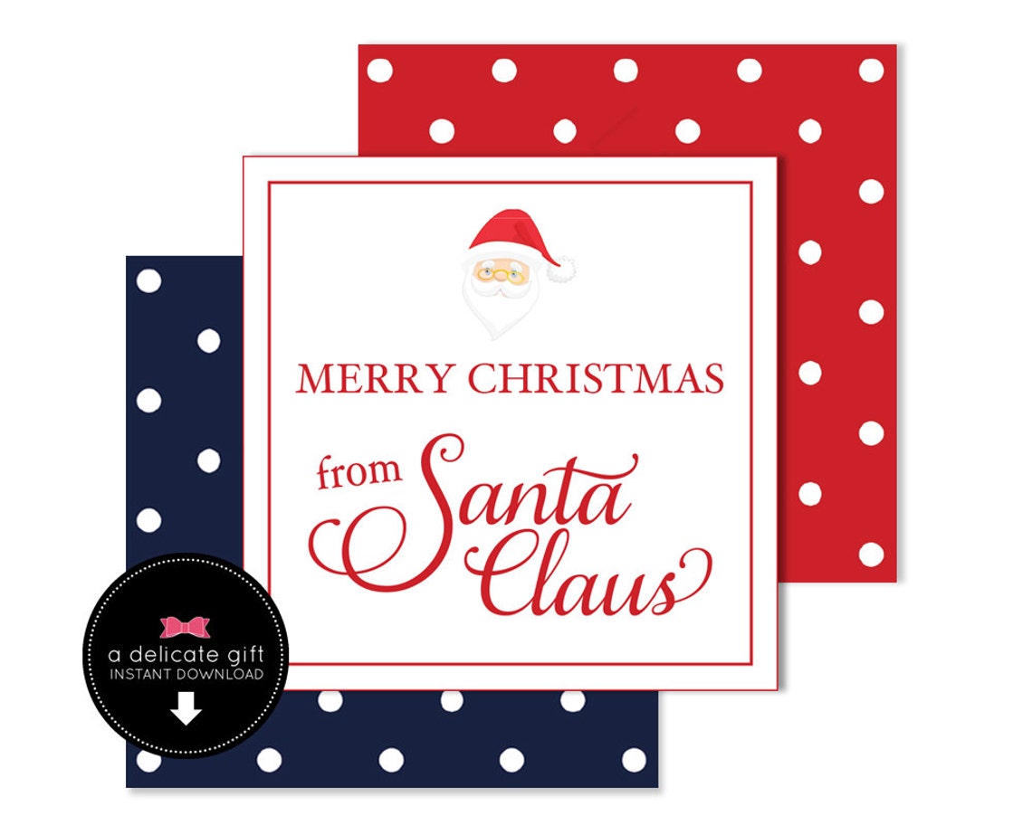 Santa Claus Merry Christmas Gift Tags/favor Tags Double Sided Tags ...