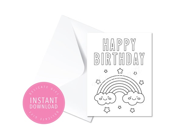 Printable Happy Birthday Card | Rainbow - Instant Download, DIY ...