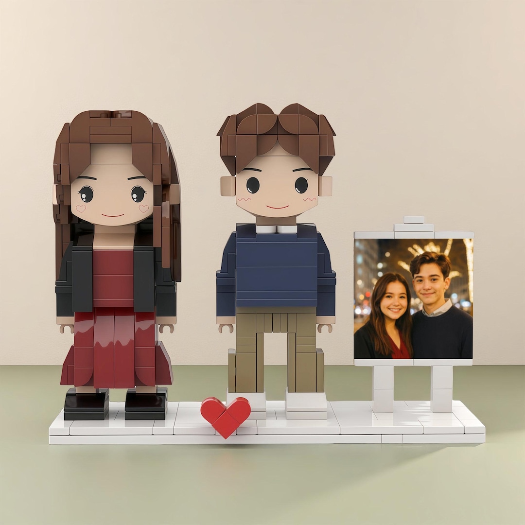 Personalized Brick Figures With Custom Photo, 2 Person Couple Building ...