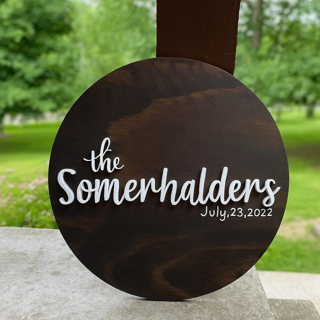 Round Wedding Sign, Guest Book Alternate Sign, Personalized Wood ...