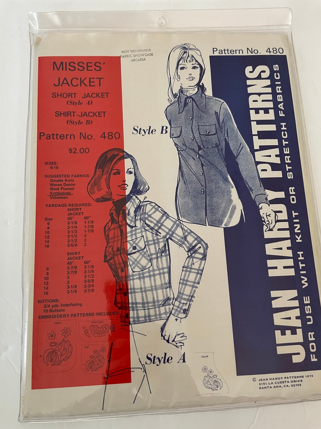 New Vintage Jean Hardy Patterns 480 Misses Shirt Jacket Chore Western ...