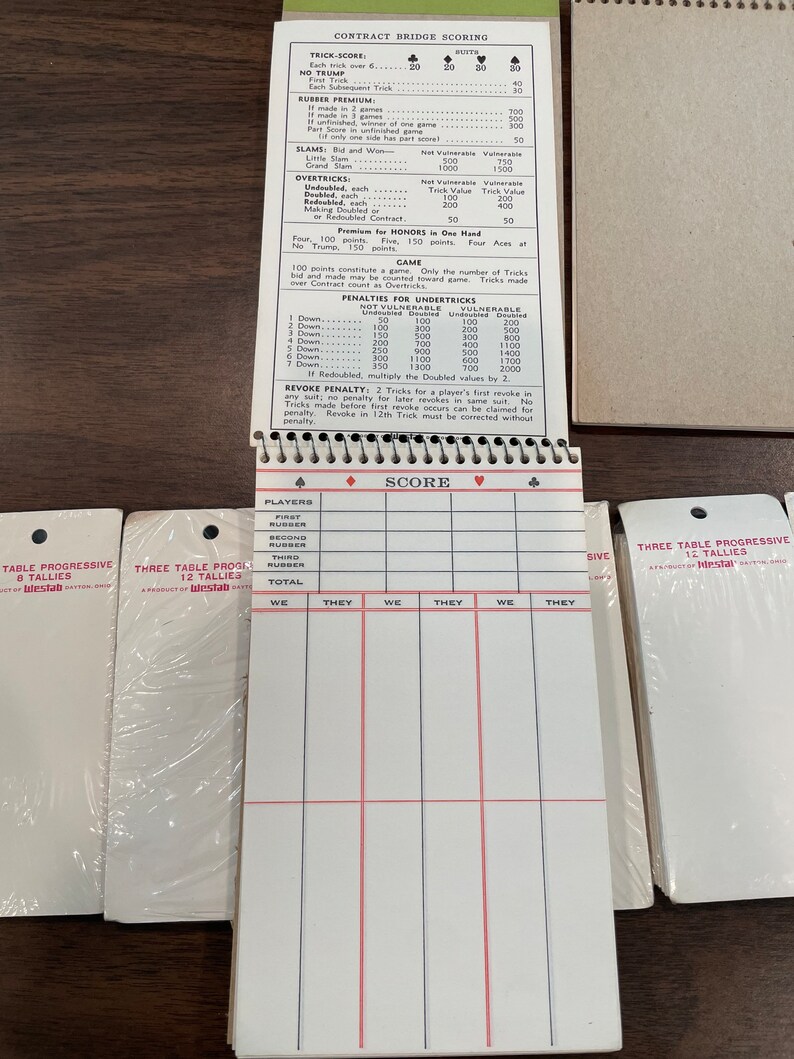 New Vintage 1960s Bridge Tally Cards and Score Pads Two Table - Etsy