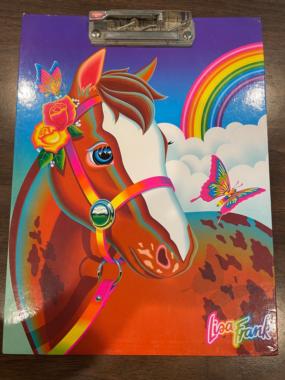 Vintage 90s Lisa Frank Clipboard Rainbow Chaser Horse Roses and ...