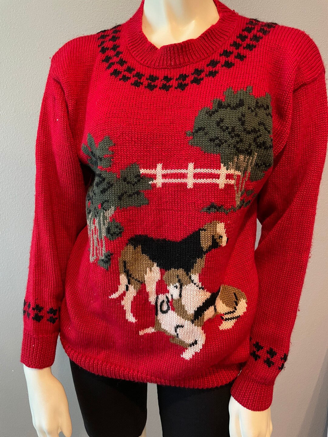 Vintage Wool Beagle Dogs Hunting Themed Sweater - Etsy