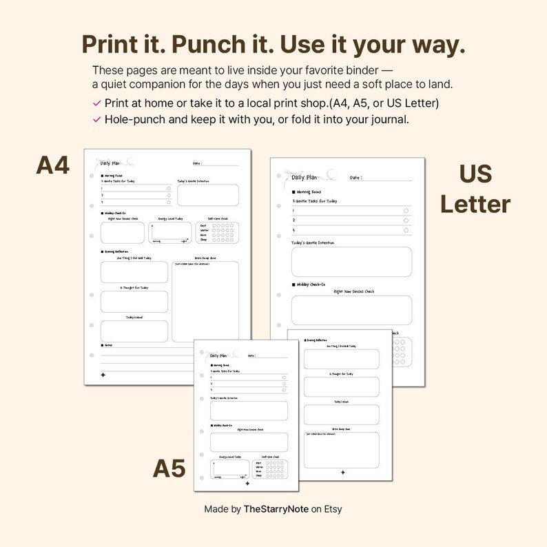 ADHD Daily Planner Printable – Low Effort Mental Health Journal PDF ...
