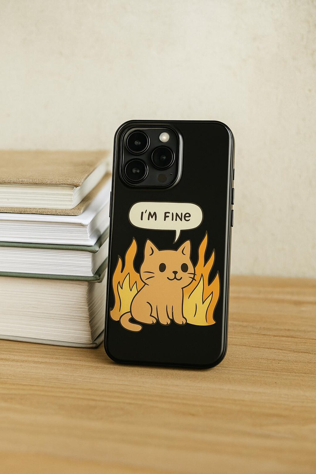Phone Case Funny Cute Cat I'm Fine Meme Protective Cover for Animal ...
