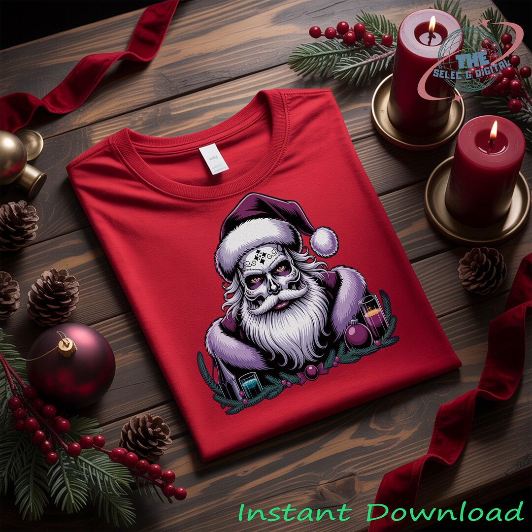 Gothic Santa Claus PNG – Dark Christmas Skull Clipart (digital Download ...