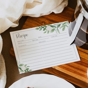 Minimalist Recipe Card Template, Bridal Shower Recipe Card Insert ...