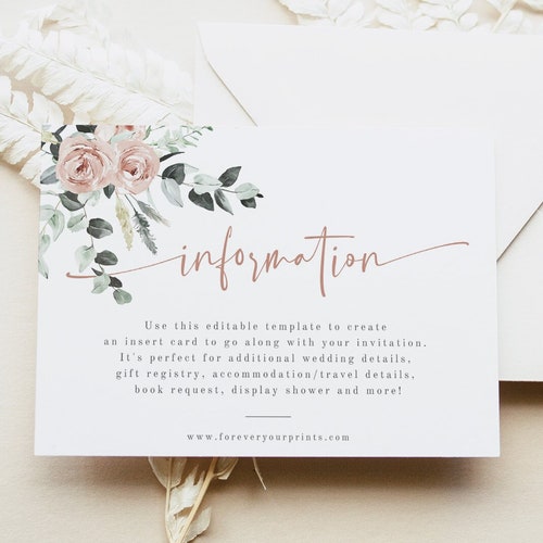 Minimalist Wedding Ceremony Insert Card Template Printable - Etsy