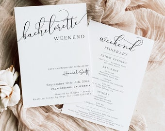 Minimalist Wedding Events Card, Modern Weekend Events, Wedding ...