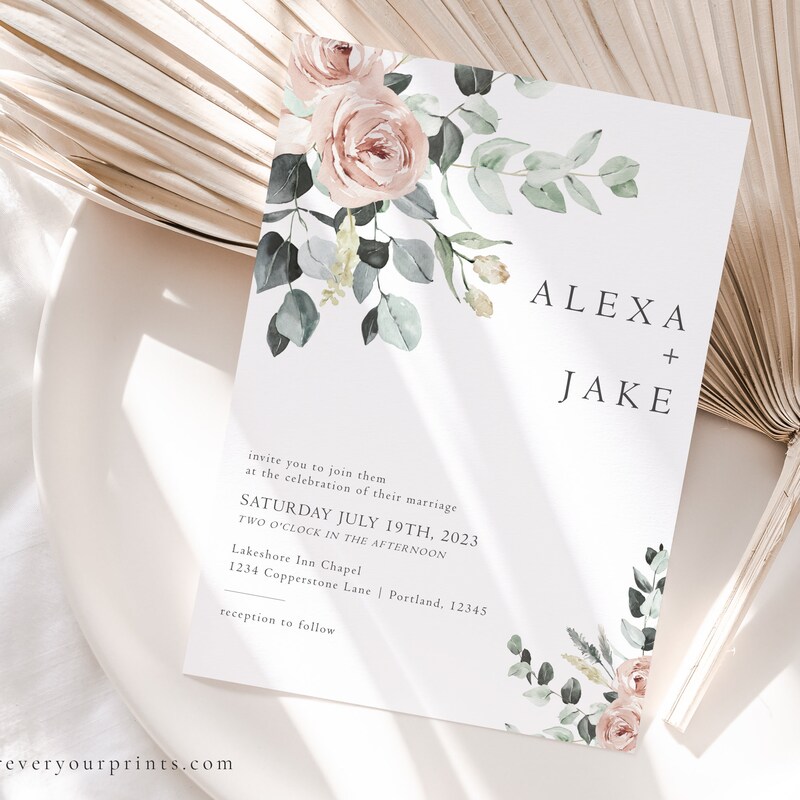 Blush Wedding Invite - Etsy