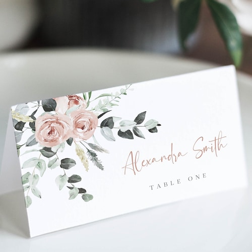 Floral Place Card Printable Template Place Cards Escort - Etsy
