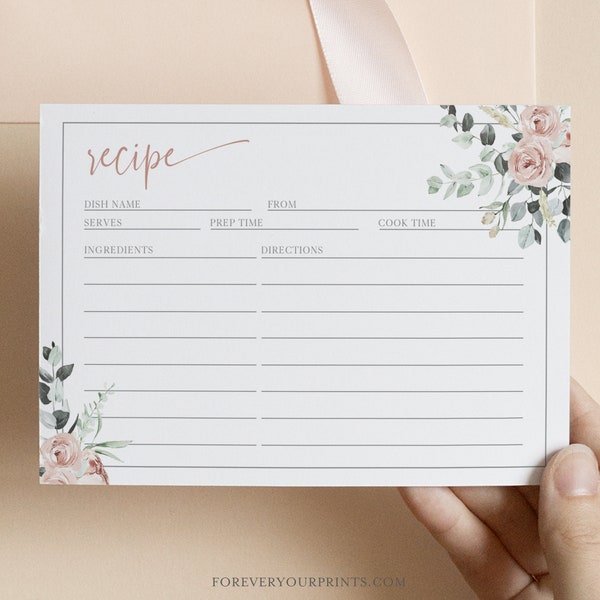 Pink Recipe Card - Etsy