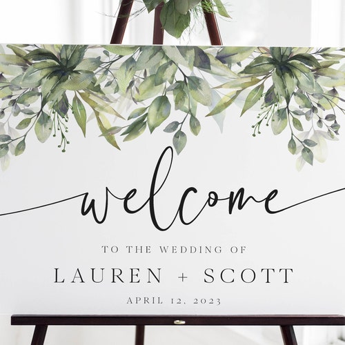Eucalyptus Wedding Welcome Sign Greenery Wedding Welcome - Etsy