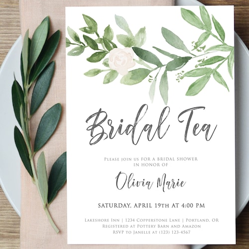 Elegant Bridal Tea Party Invitation Template Instant - Etsy