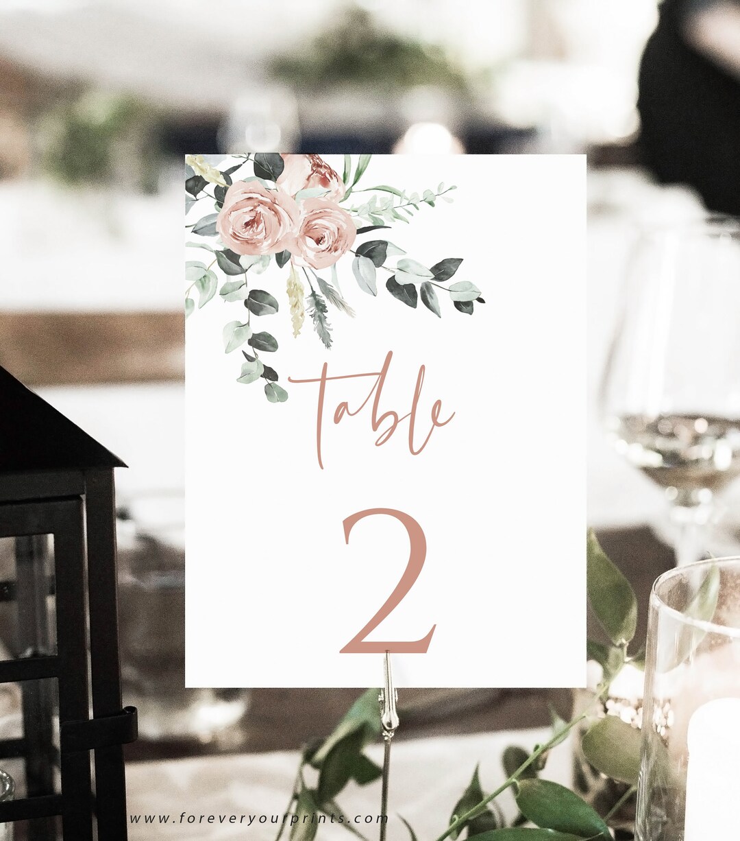 Table Number Template, Printable Table Numbers, Floral Wedding Decor ...
