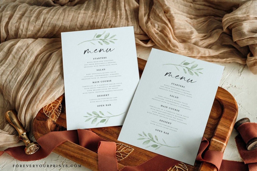 Editable Wedding Menu Template Wedding Table Decor Dinner - Etsy