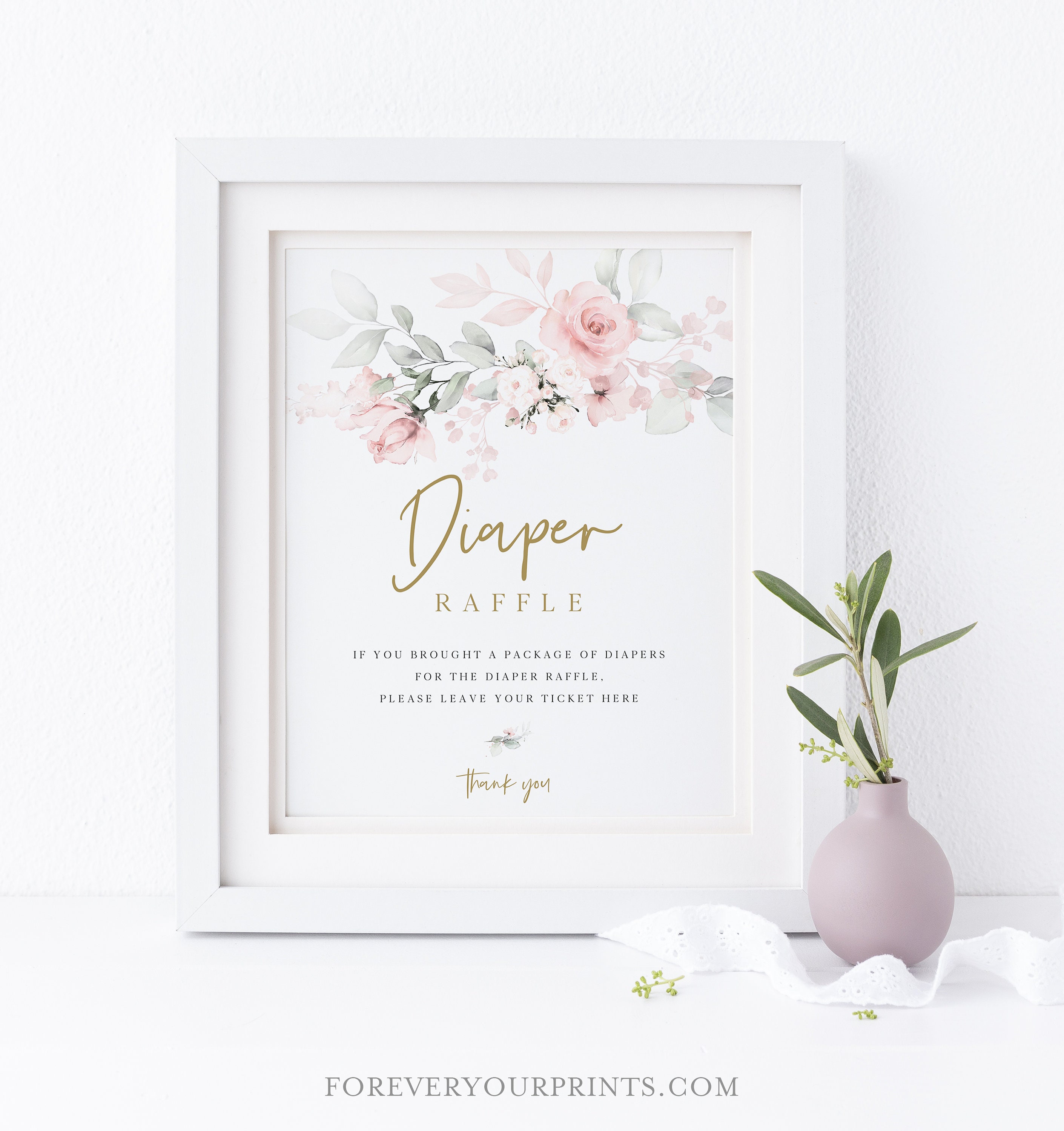 Diaper Raffle Sign Editable Baby Shower Sign Blush Pink | Etsy