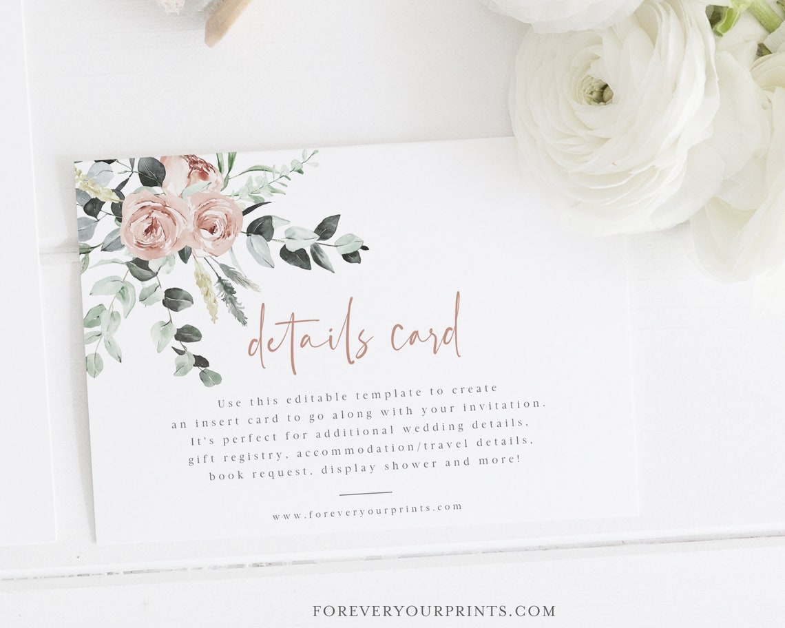 Classic Details Card Template Printable Registry Card Bridal - Etsy