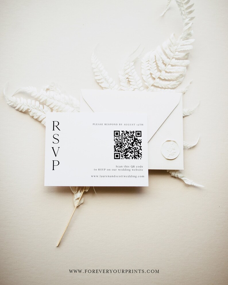 QR Code RSVP Card Template Printable Rsvp Card Modern - Etsy