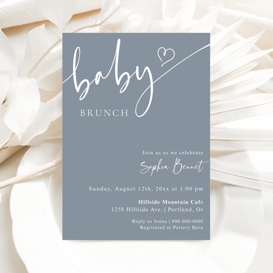 Baby Brunch Invitation Template, Printable Minimalist Baby Shower ...
