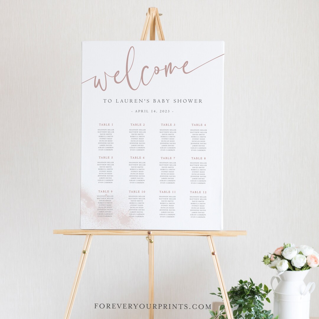 Classic Seating Chart Template, Elegant Shower Seating Plan Sign ...