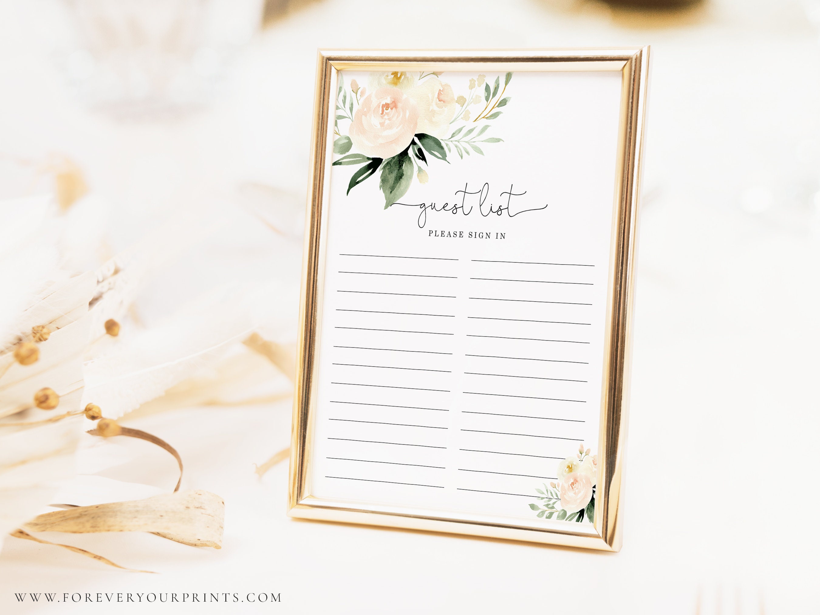 Wedding Guestbook Guest List Bridal Shower Sign In Sheet | Etsy