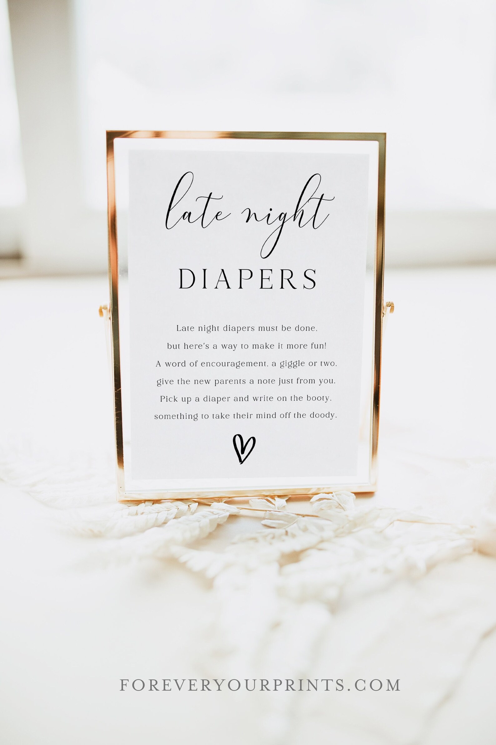 Late Night Diapers Sign, Diaper Thoughts Signs, Modern Baby Shower Sign ...